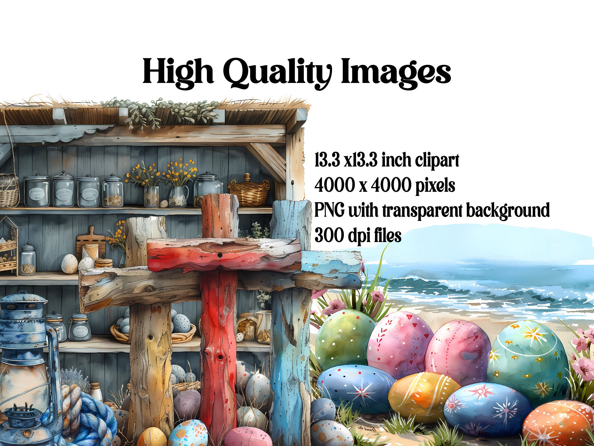 Nautical Easter Clipart Bundle 38 Watercolor Easter Pngs Digital ...