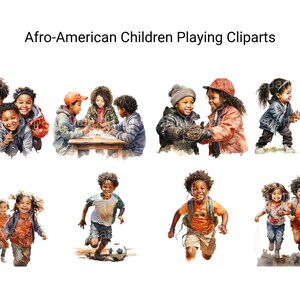 Afro-american Children Playing Clipart Bundle - 65 Afro American Art ...