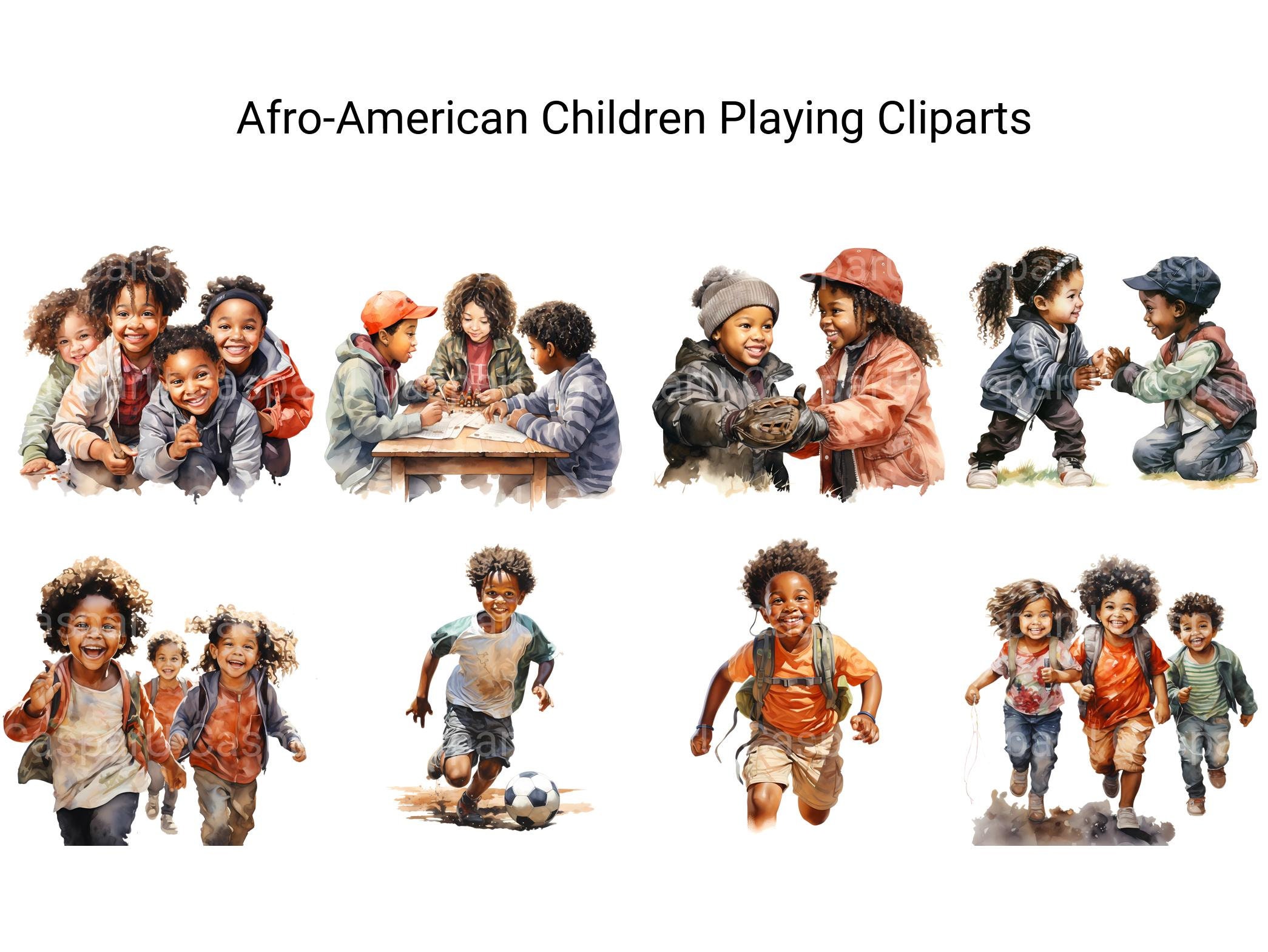 Afro-american Children Playing Clipart Bundle 65 Afro American Art Pngs ...