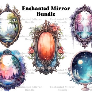 Enchanted Mirror Clipart Bundle - 35 Magic Mirrors PNG - Fantasy Clip ...