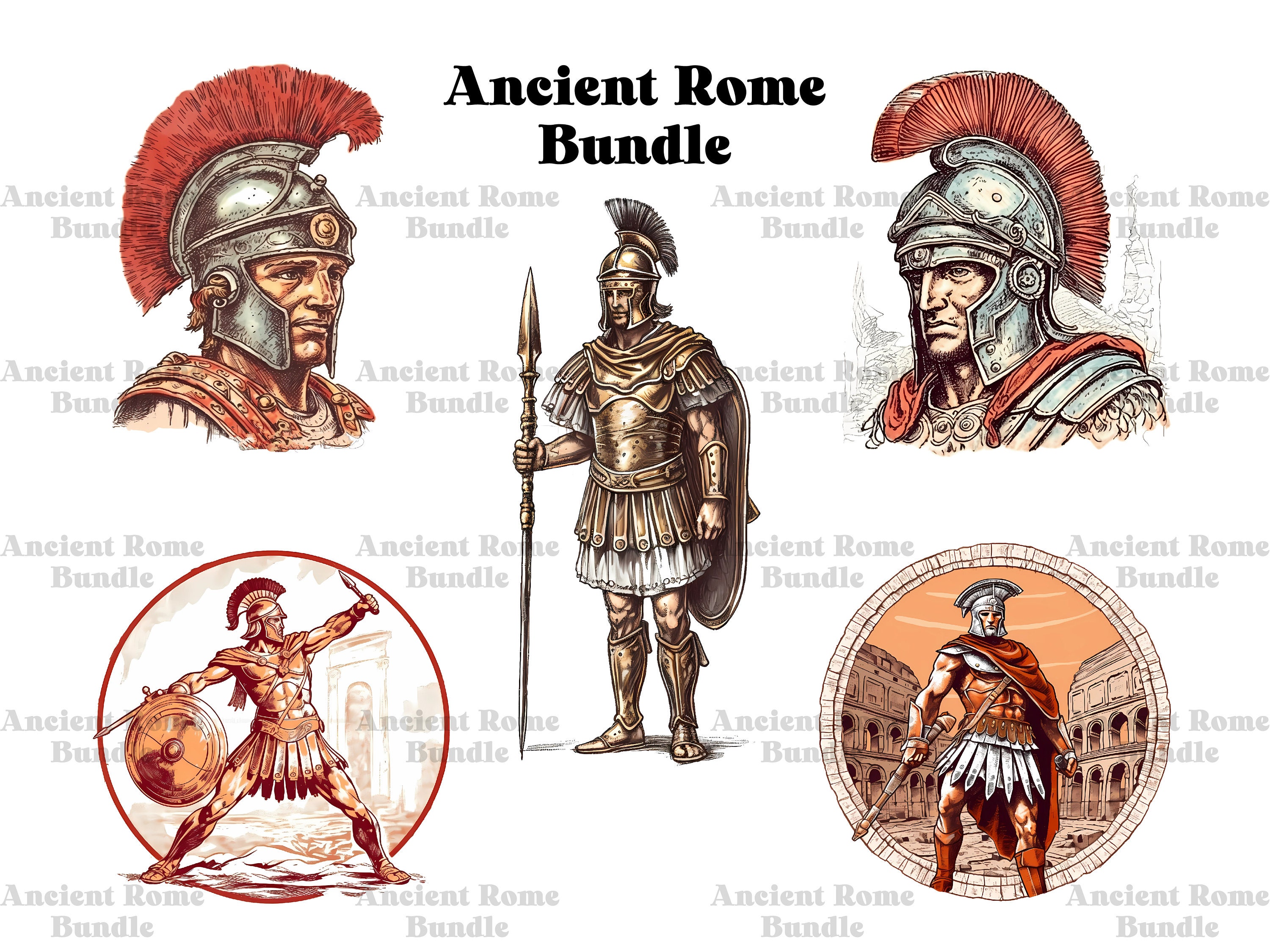 Ancient Rome Clipart Bundle 35 Watercolor Ancient Rome Pngs Digital ...