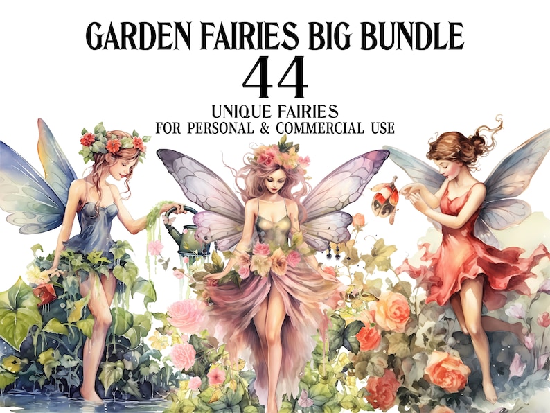 Garden Fairy Big Clipart Bundle 44 Garden Fairies Pngs Digital Download ...
