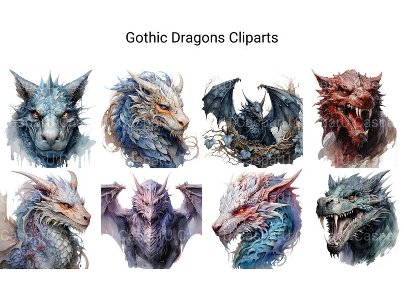 Gothic Dragons Clipart Bundle 60 Dragons Pngs Digital Download for DYI ...