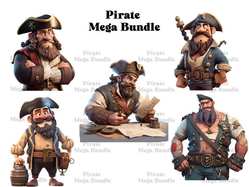Pirate Clipart Big Bundle 34 Pirate Pngs Perfect for Nursery Decor ...