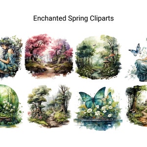 Enchanted Spring Clipart Bundle - 84 Watercolor Pngs - Digital Drawings ...