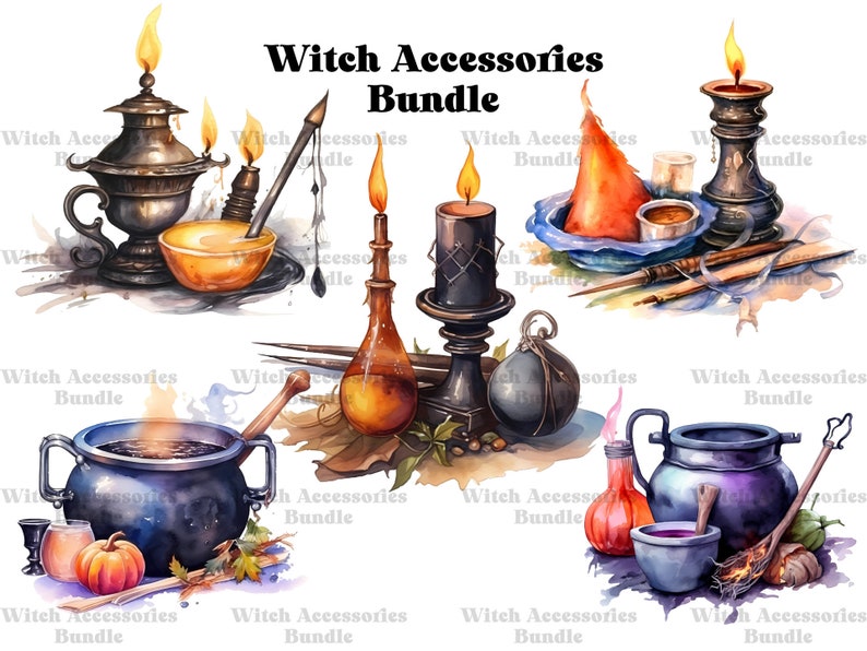 Witch Accessories Clipart Big Bundle 43 Witch Item Pngs - Etsy