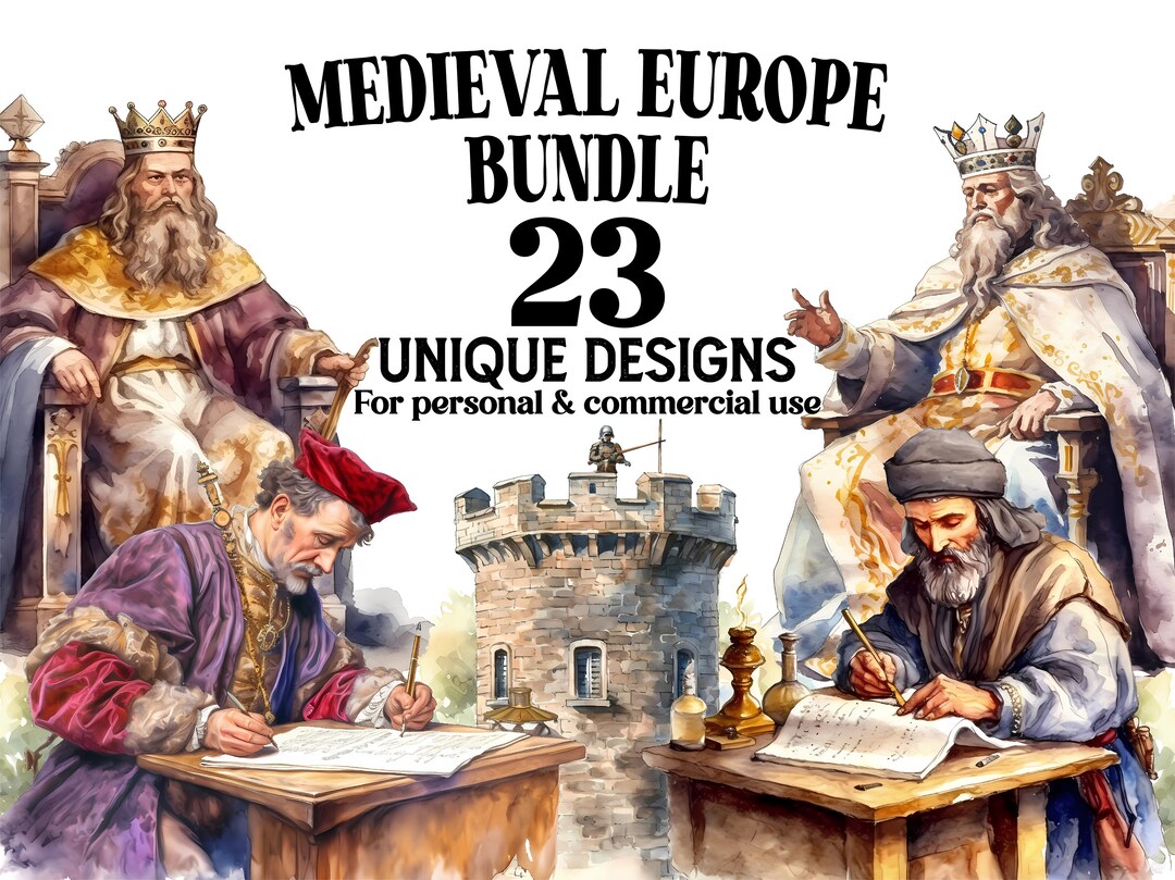 Medieval Age Clipart Bundle - 23 Watercolor Medieval Age Pngs - Digital ...