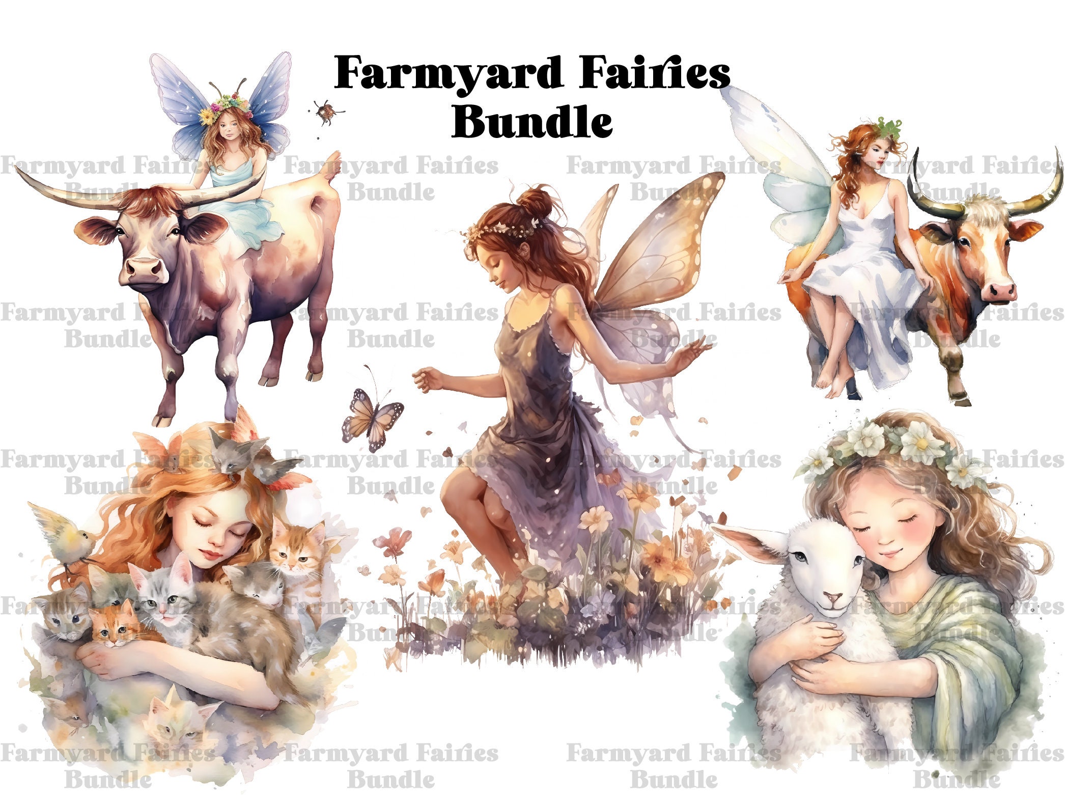 Farmyard Fairy Clipart Bundle 14 Fairies PNG Digital Download for Fairy ...