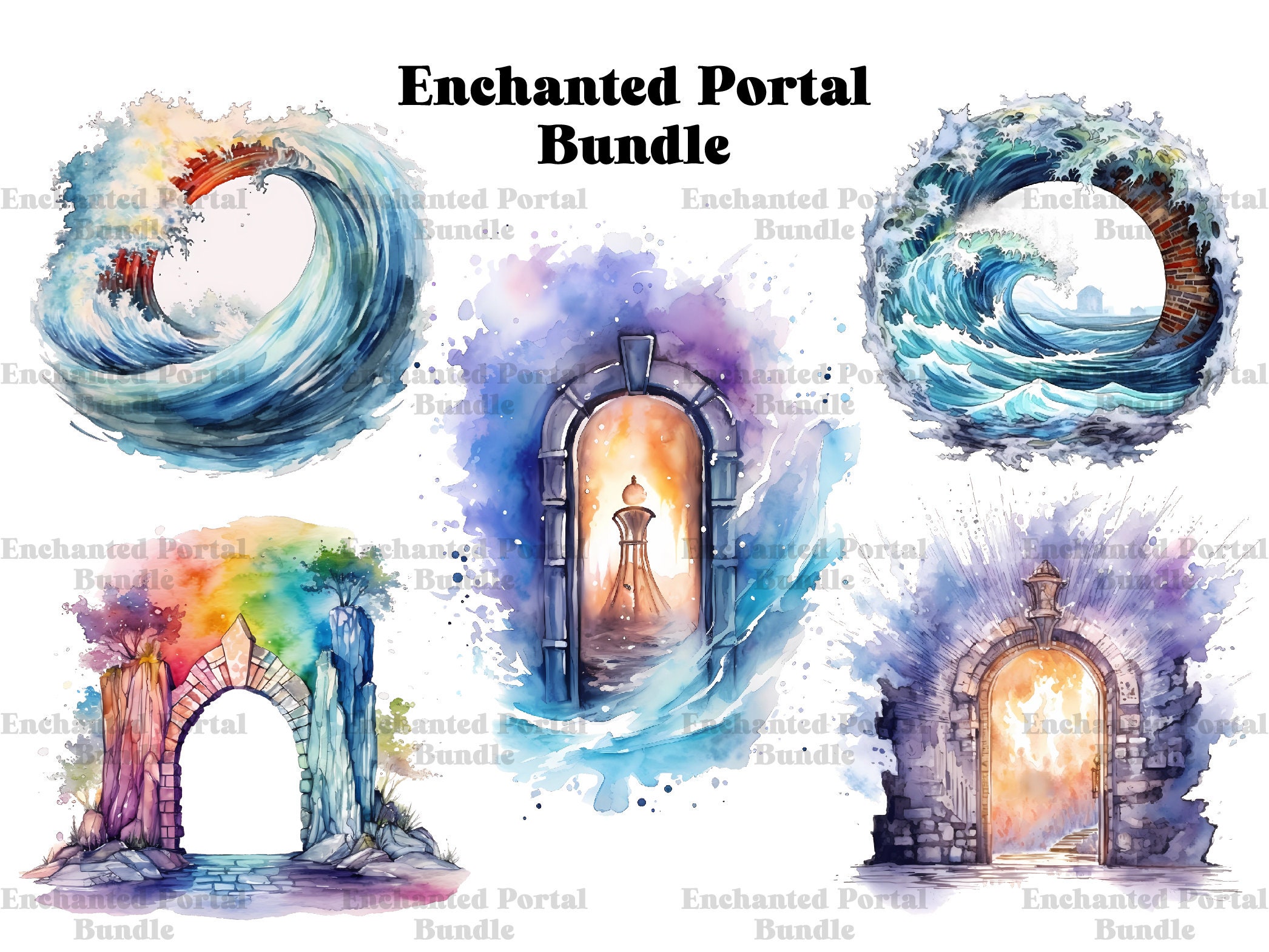 Enchanted Portal Clipart Bundle - 29 Magic Portals PNG - Fantasy Clip ...