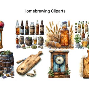 Homebrewing Clipart Bundle - 68 Watercolor Hobby and Craft Pngs ...
