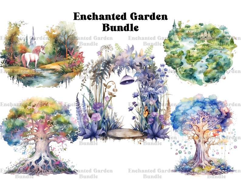 Enchanted Garden Clipart Bundle - 25 Magic Garden PNG - Fantasy Clip ...