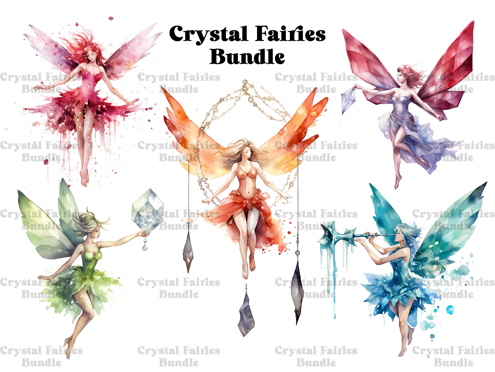 Crystal Fairy Clipart Bundle 20 Crystal Fairies Pngs - Etsy