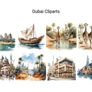 Dubai Clipart Bundle - 32 Travel Watercolor Pngs - Digital Drawings ...