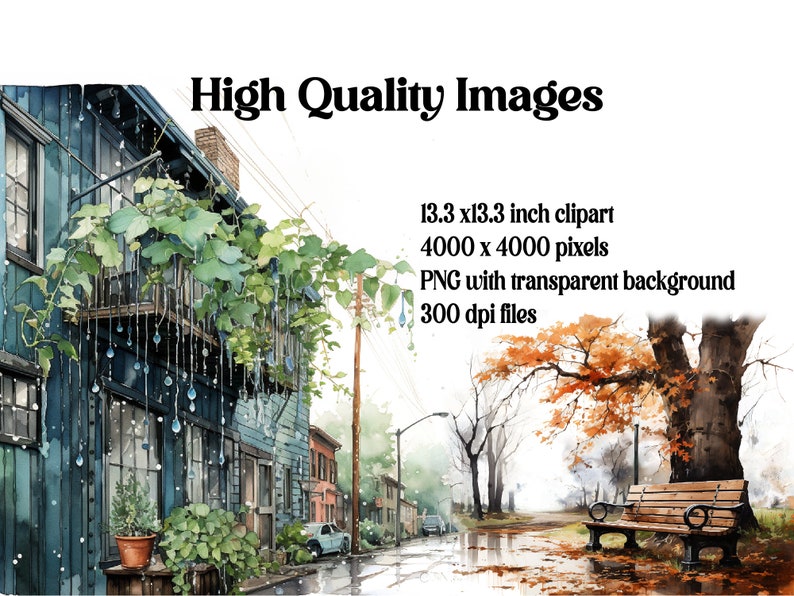 Fall Rainy Day Clipart Big Bundle 39 Watercolor Autumn Raining Days ...