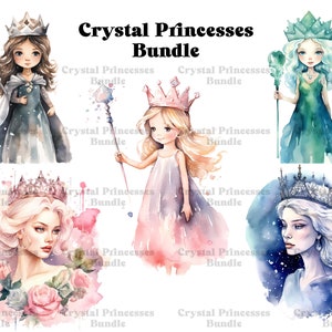 Crystal Princess Clipart Bundle - 25 Princesses Pngs - Digital Download ...