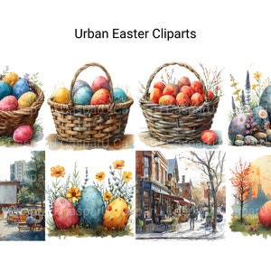 Urban Easter Clipart Bundle - 36 Watercolor Easter Pngs - Digital ...