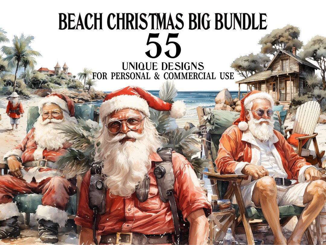 Beach Christmas Clipart Bundle 55 Christmas Pngs Clip Art Fordecor ...