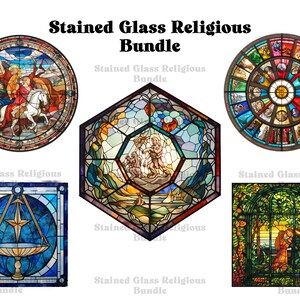 Religious Stained Glass Windows Clipart Bundle - 30 Christian Stained ...