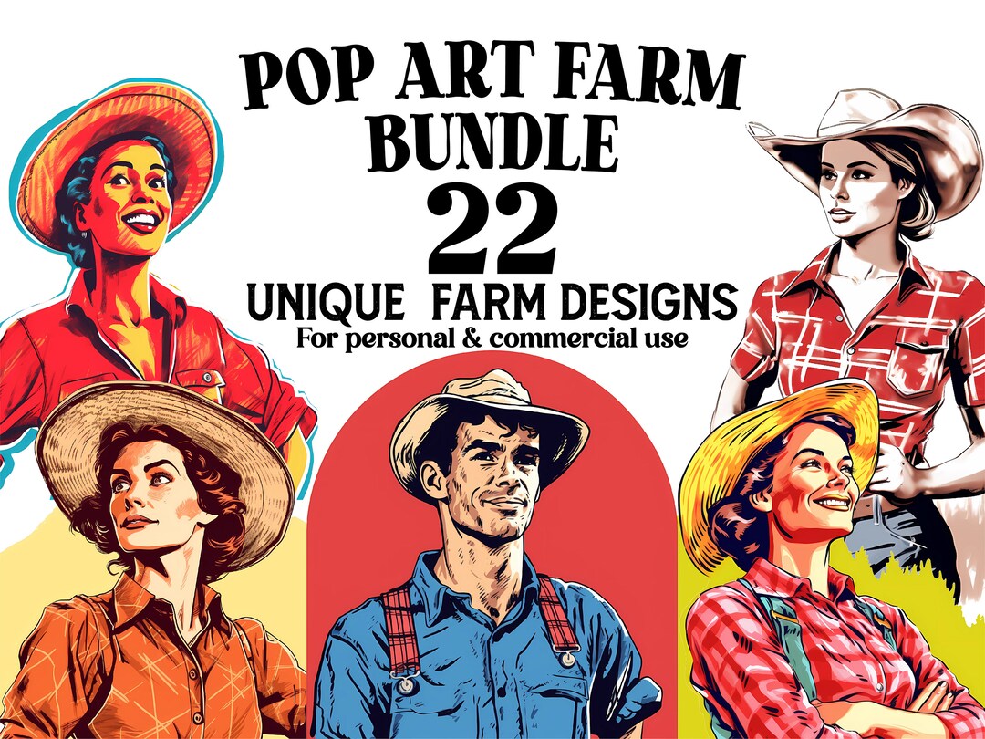 Pop Art Farming Clipart Bundle - 22 Pop Art Farm Pngs - Digital ...