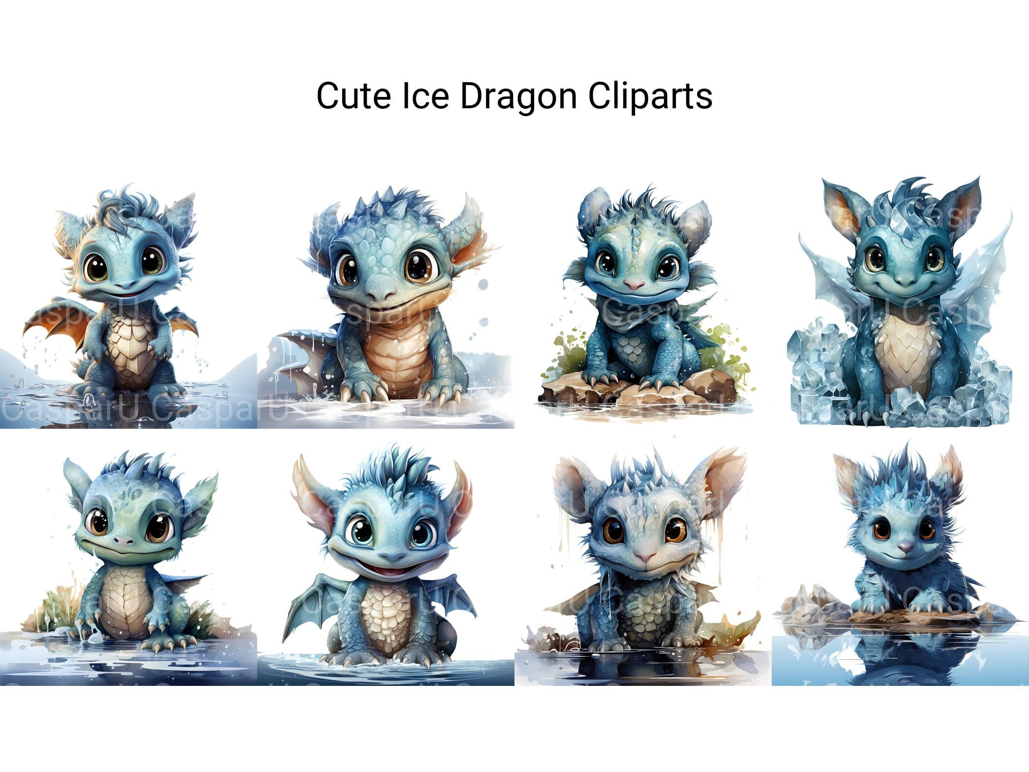 Cute Ice Dragon Clipart Bundle 85 Dragons Pngs Digital Download for DYI ...