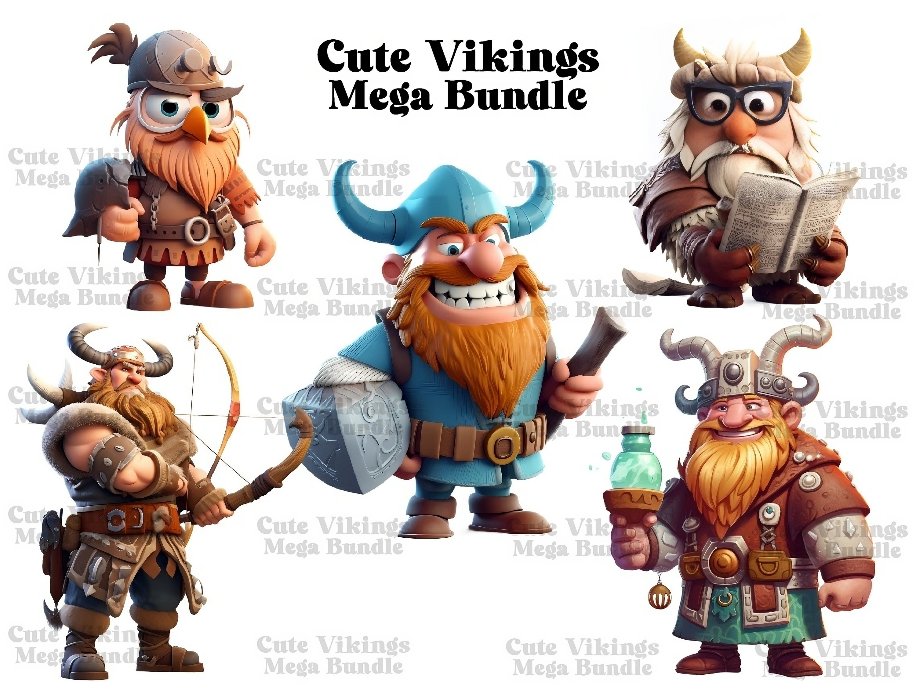 Viking Clipart Bundle 30 Unique Viking Pngs Digital Download for ...