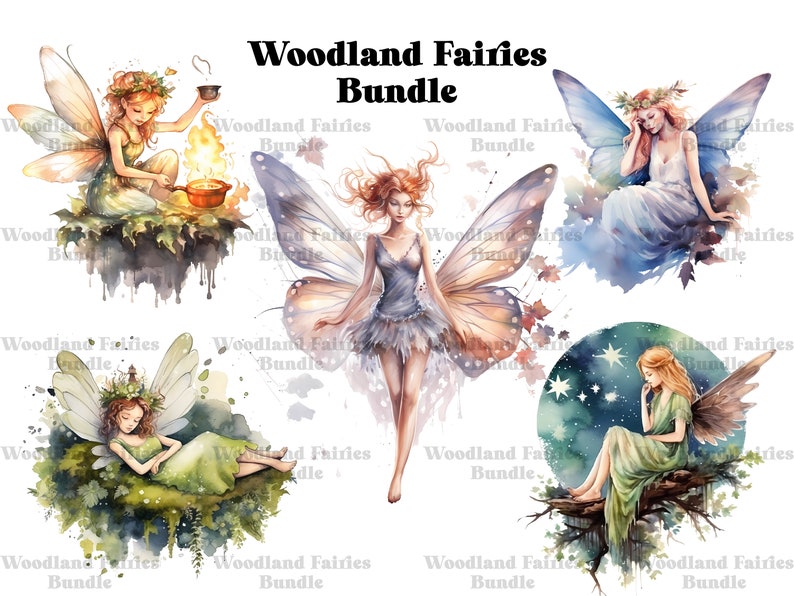 Woodland Fairy Clipart Bundle 25 Woodland Fairies PNG - Etsy