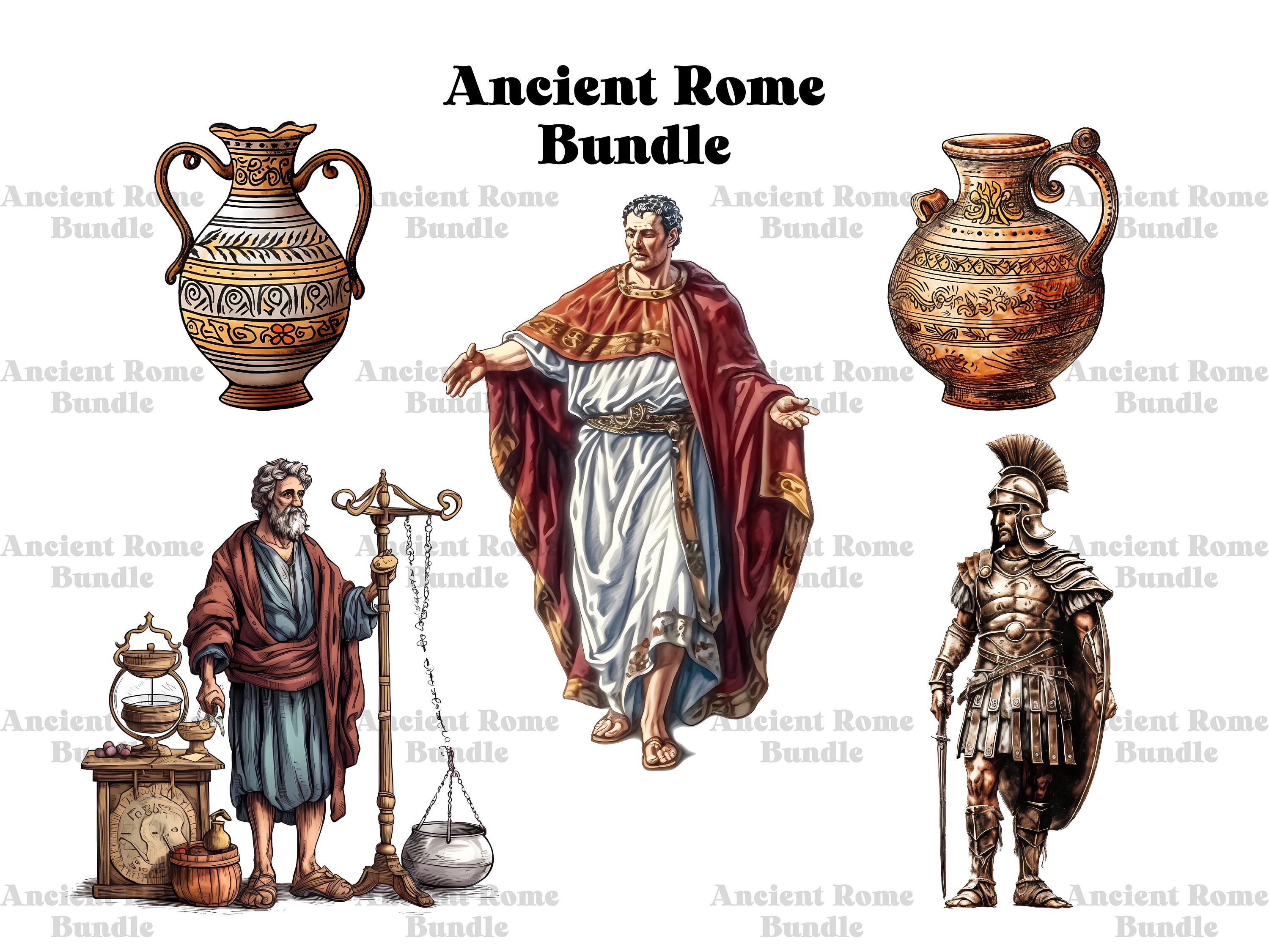 Ancient Rome Clipart Bundle 35 Watercolor Ancient Rome Pngs Digital ...