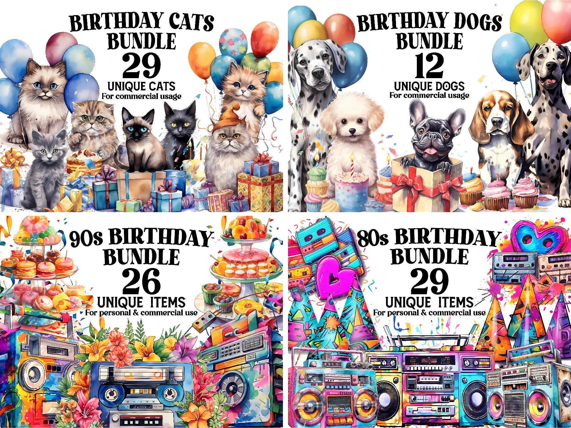 Birthday Mega Bundle 322 Birthday Pngs Ultimate Birthday Clip Art ...