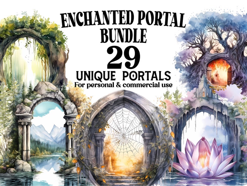 Enchanted Portal Clipart Bundle - 29 Magic Portals PNG - Fantasy Clip ...