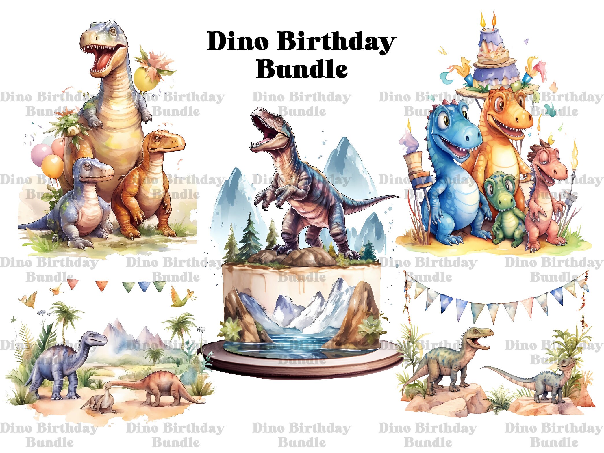 Dino Birthday Clipart Bundle 27 Dinosaur Birthday PNG Clip - Etsy