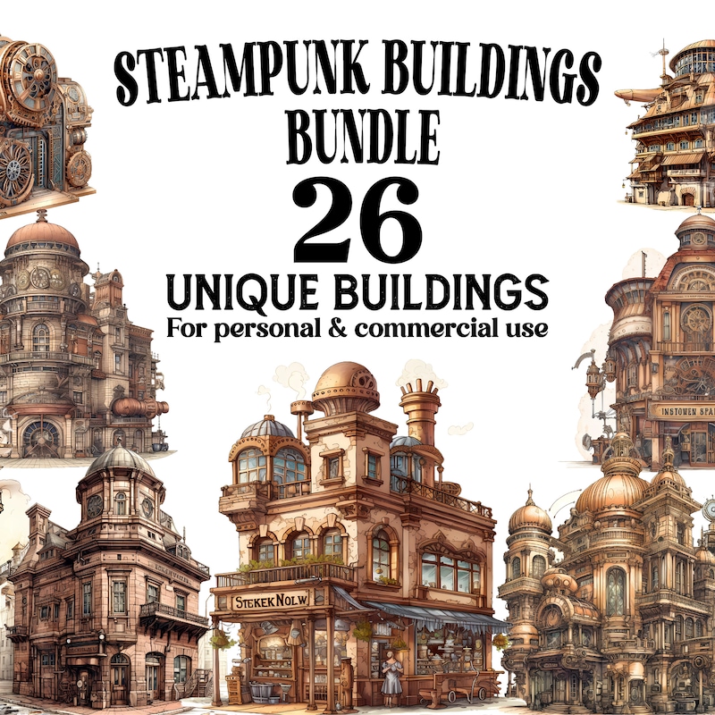 Steampunk Buildings Png - Etsy UK