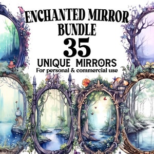 Enchanted Mirror Clipart Bundle - 35 Magic Mirrors PNG - Fantasy Clip ...