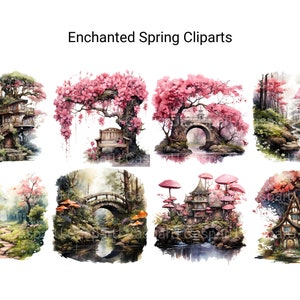 Enchanted Spring Clipart Bundle - 84 Watercolor Pngs - Digital Drawings ...