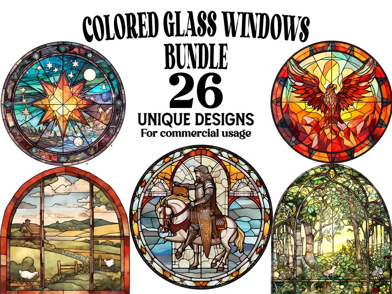 Stained Glass Windows Clipart Bundle 26 Stained Glass - Etsy
