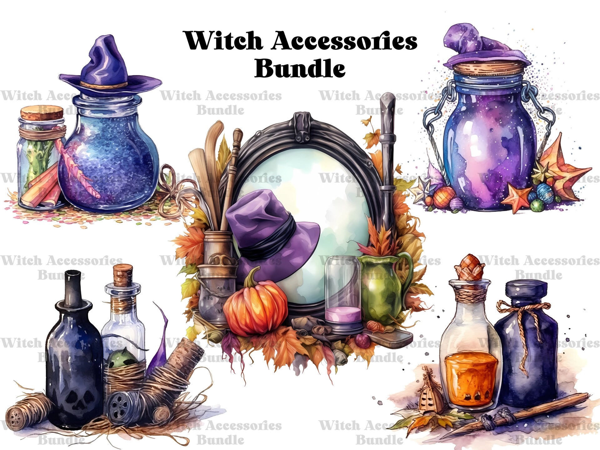 Witch Accessories Clipart Big Bundle 43 Witch Item Pngs - Etsy