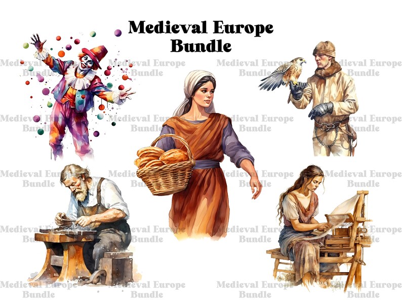 Medieval Age Clipart Bundle 23 Watercolor Medieval Age Pngs - Etsy
