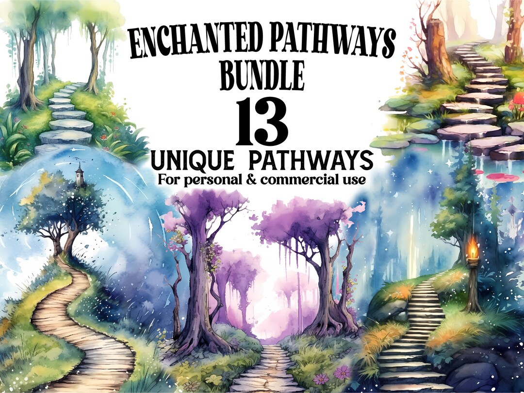 Enchanted Pathway Clipart Bundle - 13 Magic Pathways PNG - Fantasy Clip ...