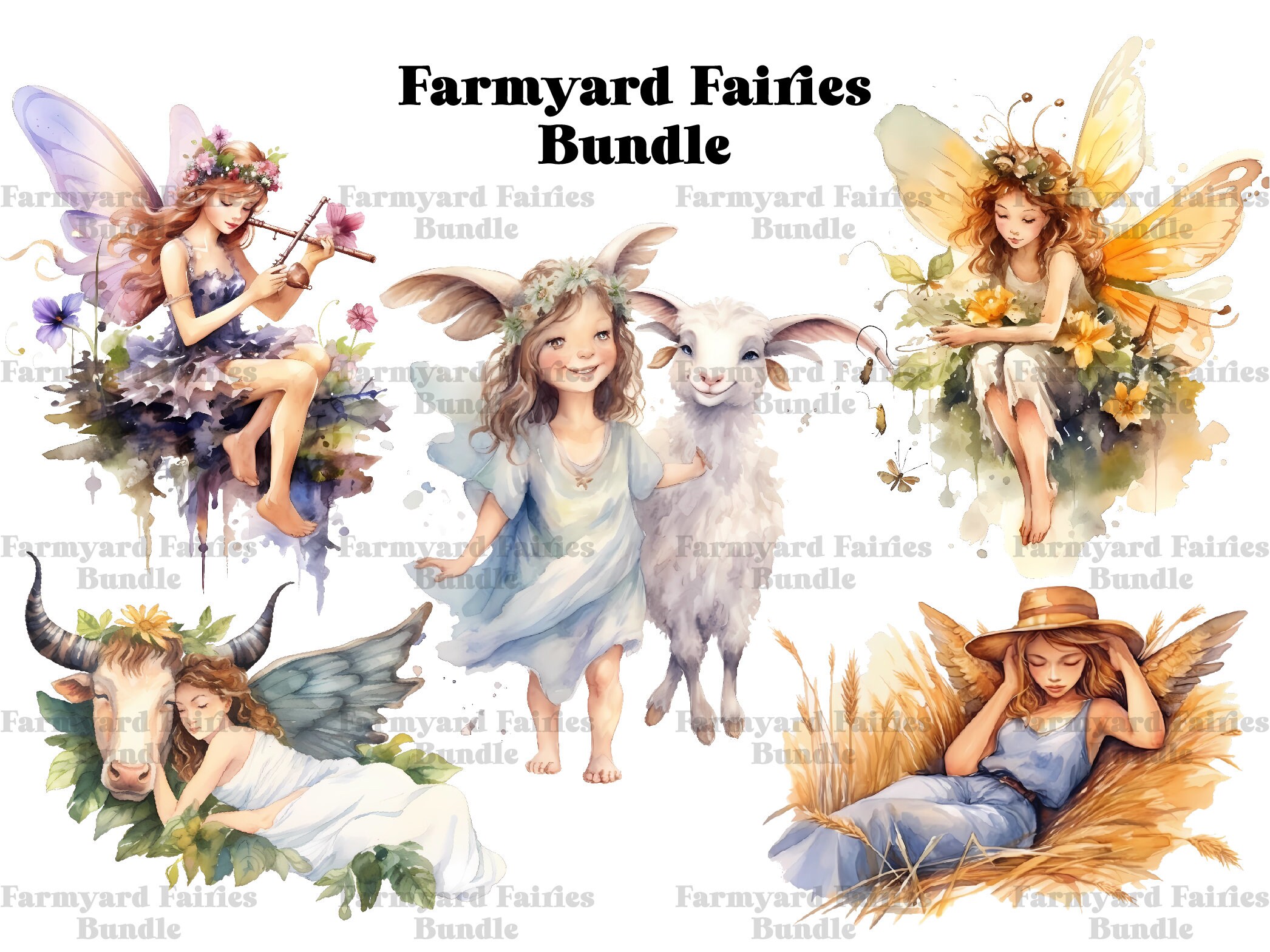 Farmyard Fairy Clipart Bundle 14 Fairies PNG Digital Download for Fairy ...