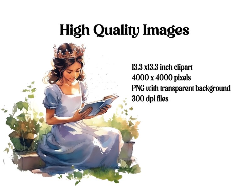 Reading Princess Clipart Bundle 17 Princesses Reading Books Pngs ...