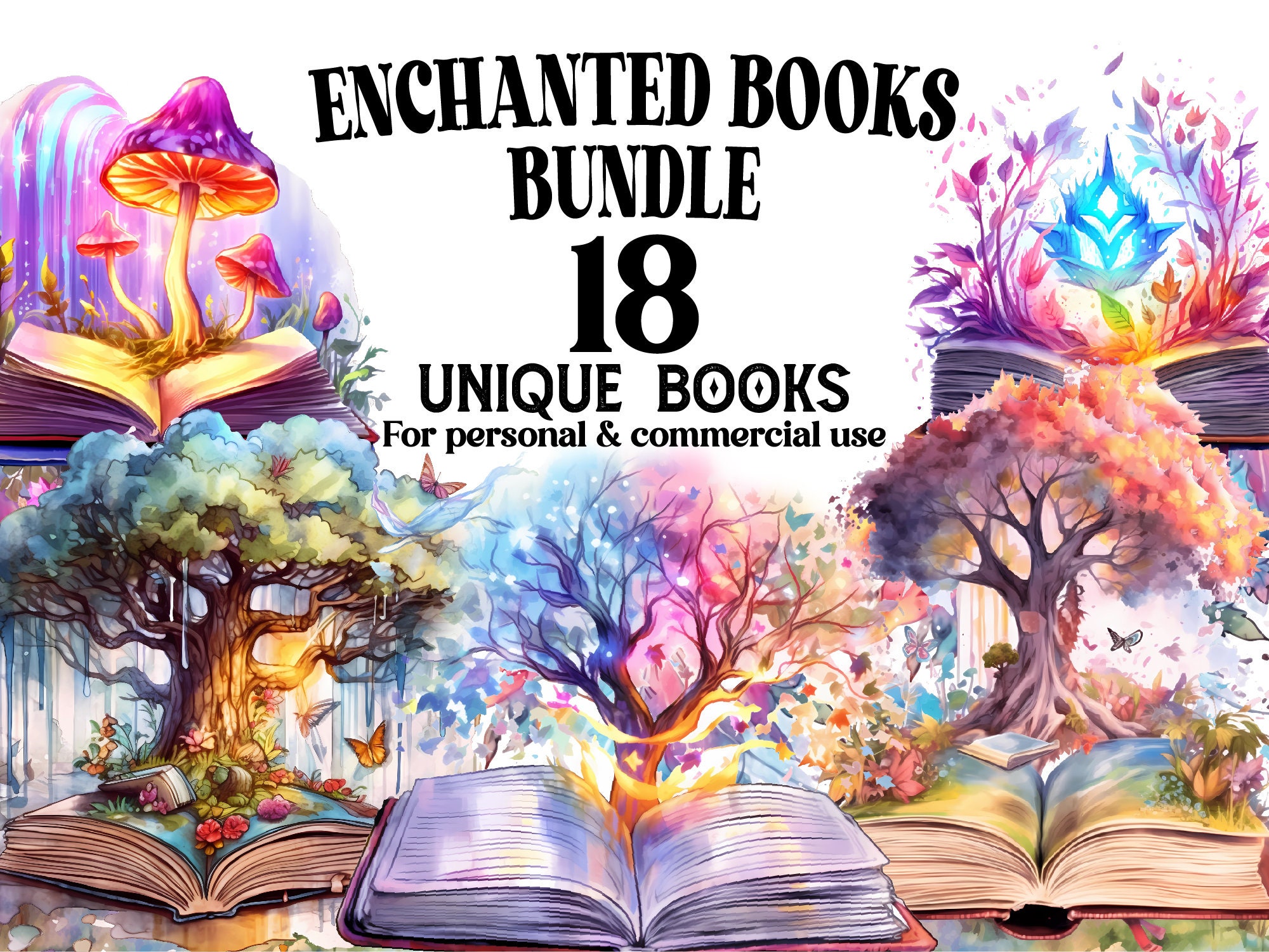 Enchanted Book Clipart Bundle 18 Magic Books PNG Fantasy Clip Art ...