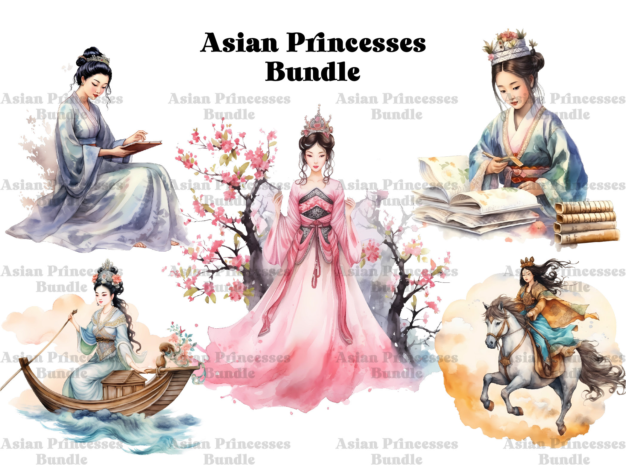 Asian Princess Clipart Bundle - 31 Princesses Pngs - Digital Download ...