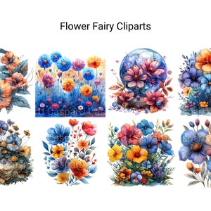Fairy Flowers Clipart Bundle 80 Watercolor Floral Pngs Digital Drawings ...