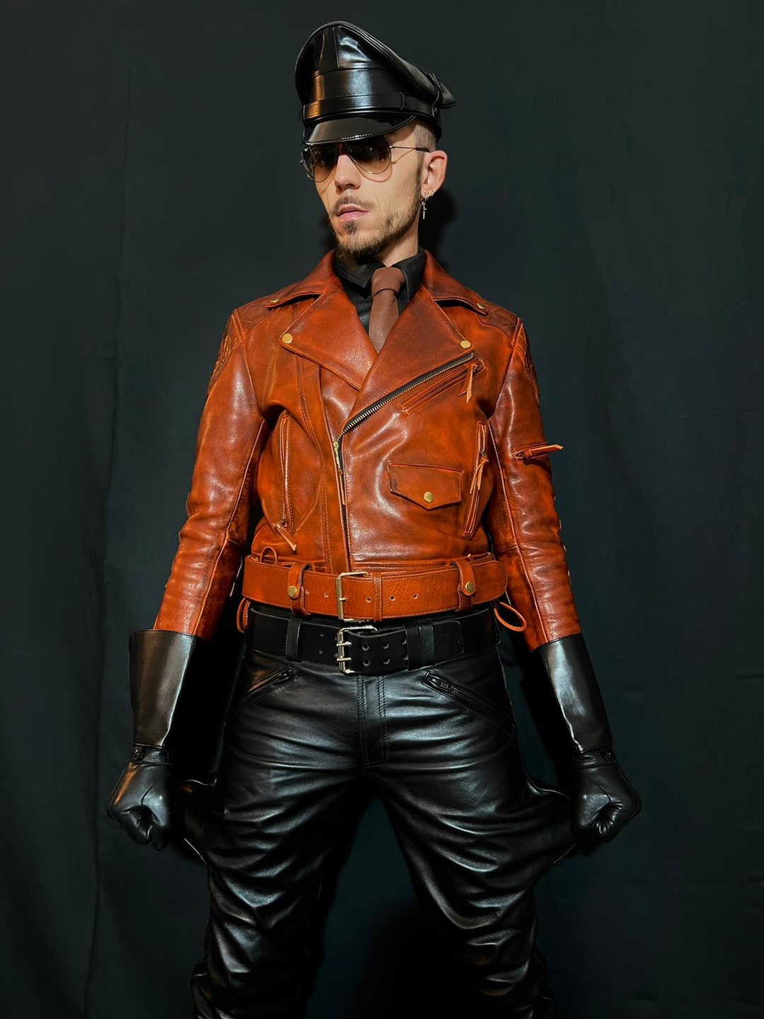 Brown Waxed Leather Jacket - Etsy