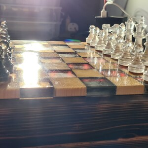 Custom Floating Wood & Resin Chessboard With LED - Etsy