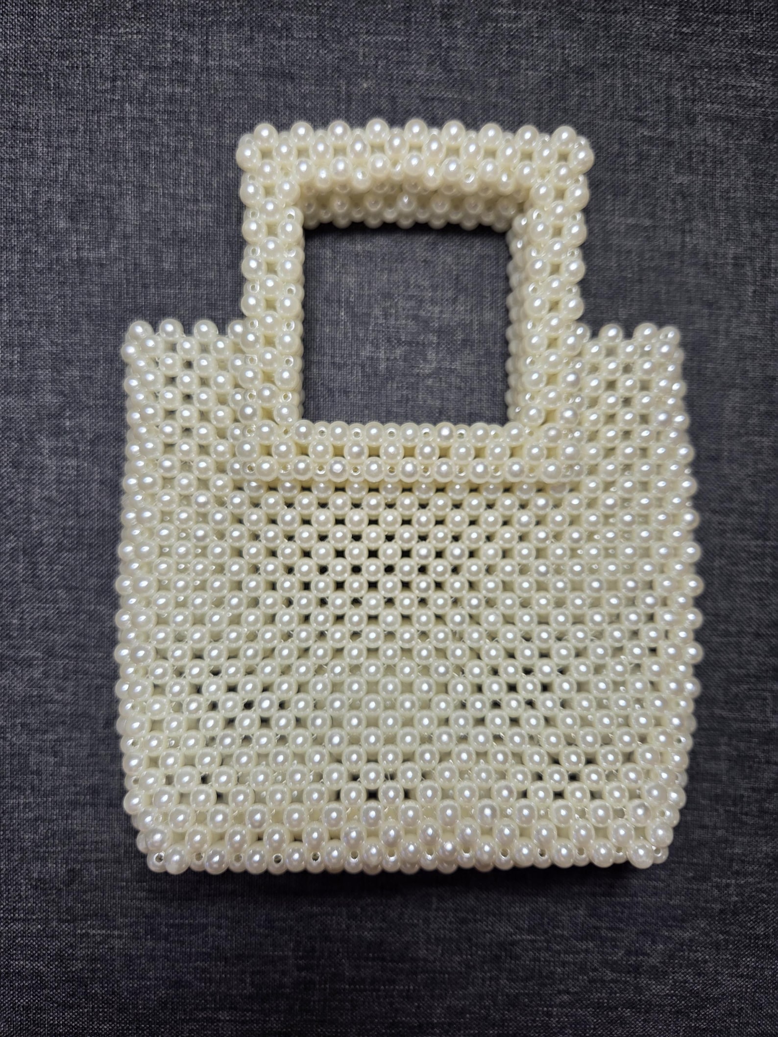 Handmade Pearl Beaded Bag, Square Shape With Statement Handles - Etsy