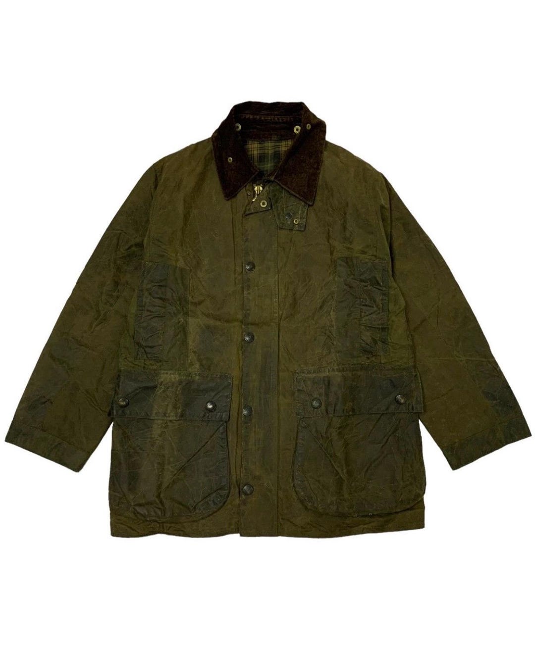 Giacca cerata vintage Barbour con bordo verde, taglia M - Etsy Italia