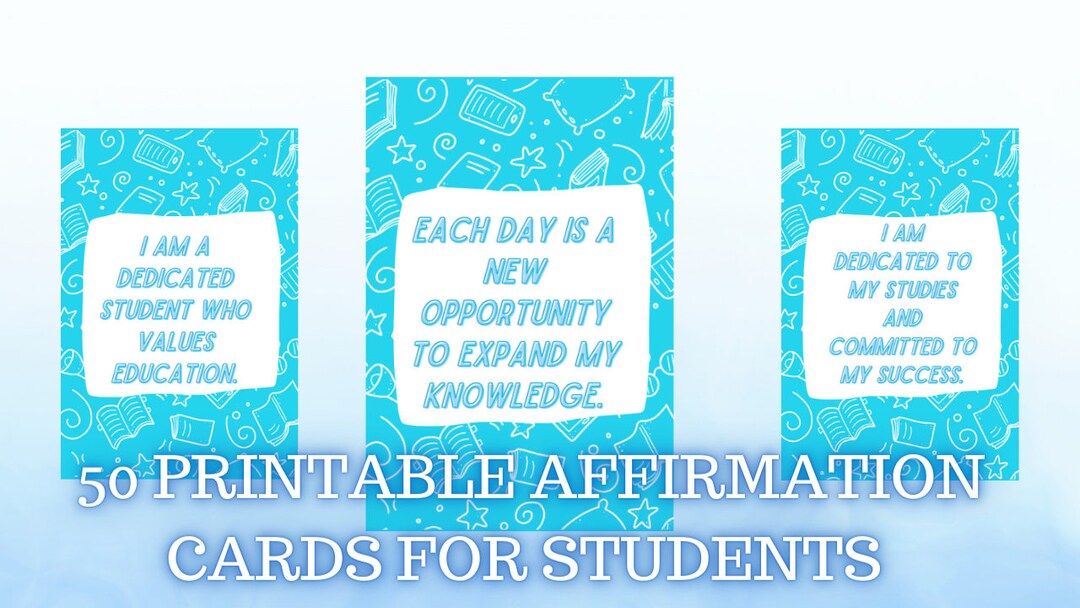 Empowered: 50 Inspirational Printable Affirmation Cards for Student ...