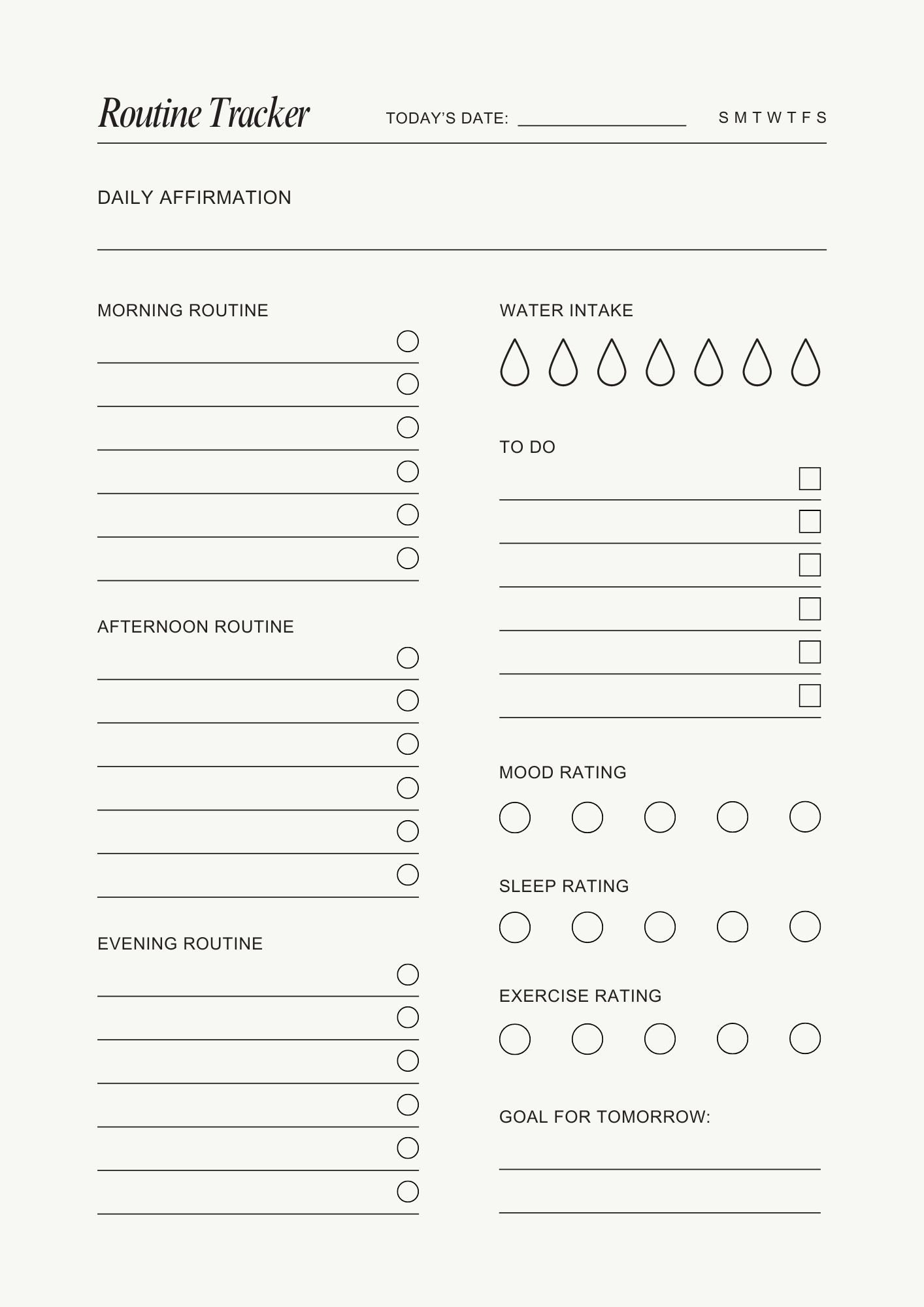 Daily Routine Tracker, Daily Routine Checklist, Daily Planner, Morning ...