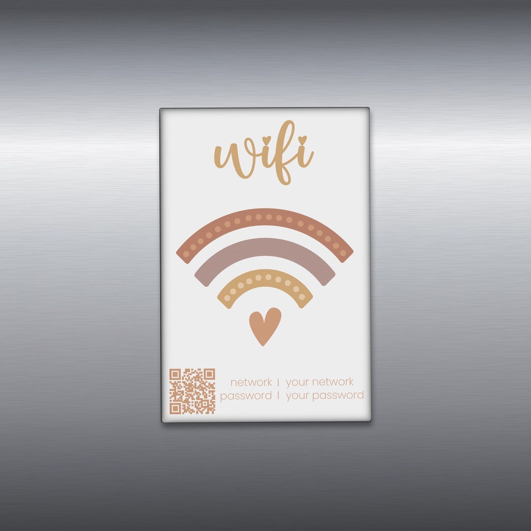 QR Code Wifi Magnet, 4 Customizable Color Designs, Personalized Magnet ...