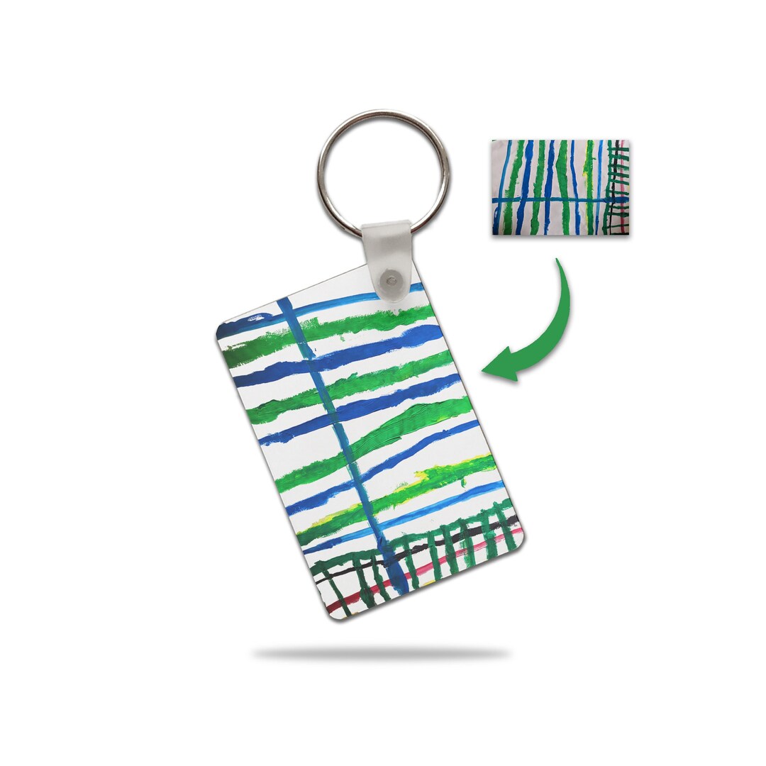 Personalized Keychain With Children's Drawing, Personalized Wooden ...